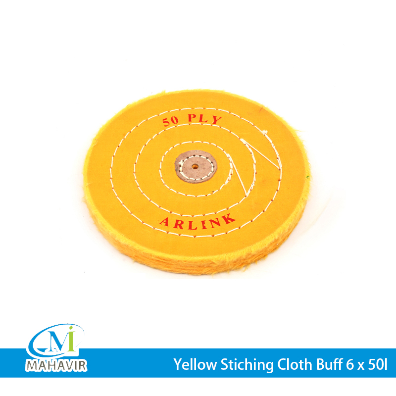 CBS0028 – Yellow Stiching Cloth Buff 6 x 50 – Mahavir Impex